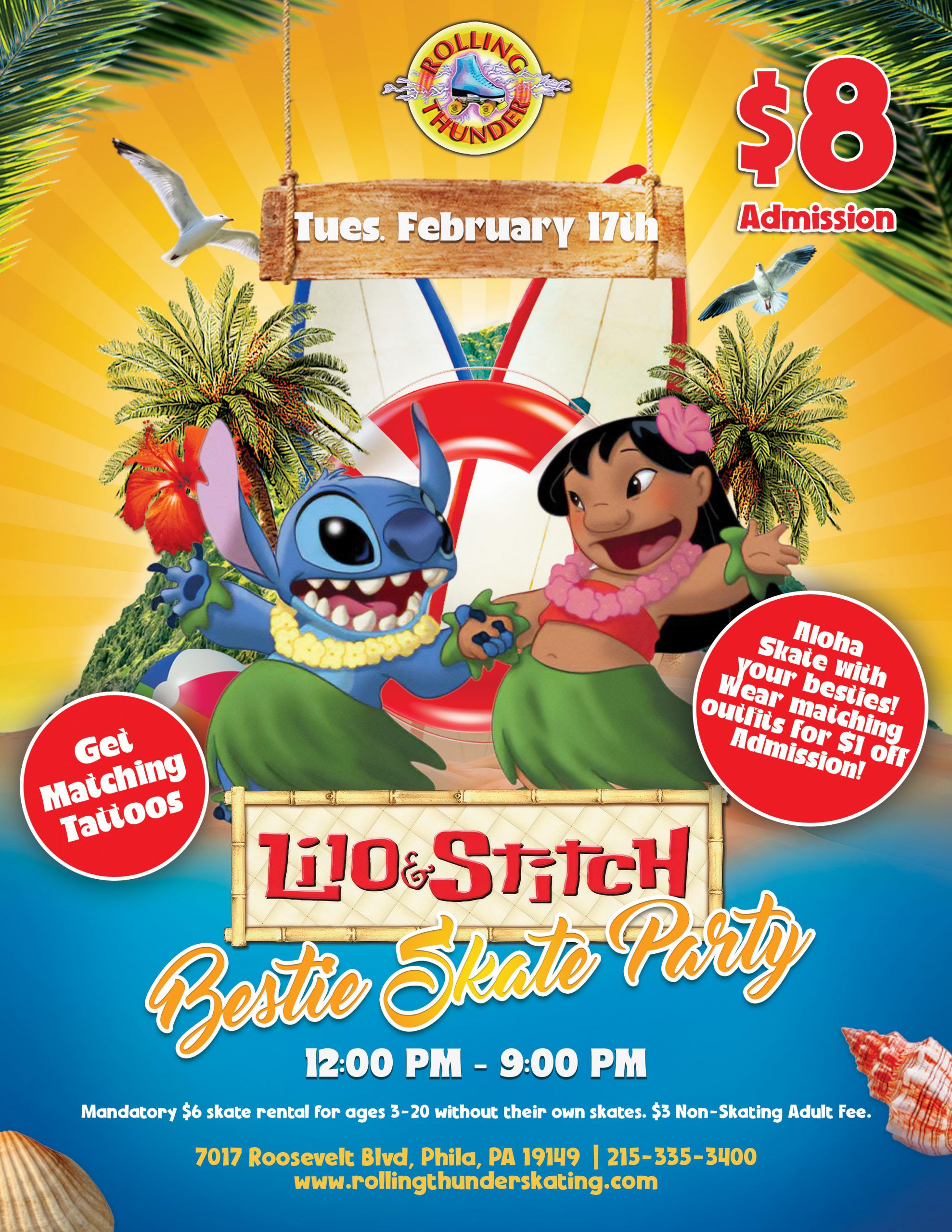 2.17.26 Lilo & Stitch Bestie Skate Party - Rolling Thunder Skating